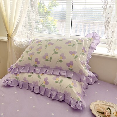 花边款枕套全棉100纯棉p乳胶枕头套单个4060cm枕芯罩48X74一对