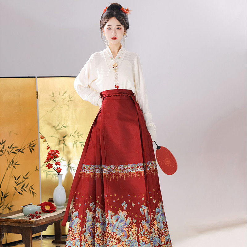 马面裙女套装汉服红色织金订婚服中式新款L国风改良日常通勤敬酒