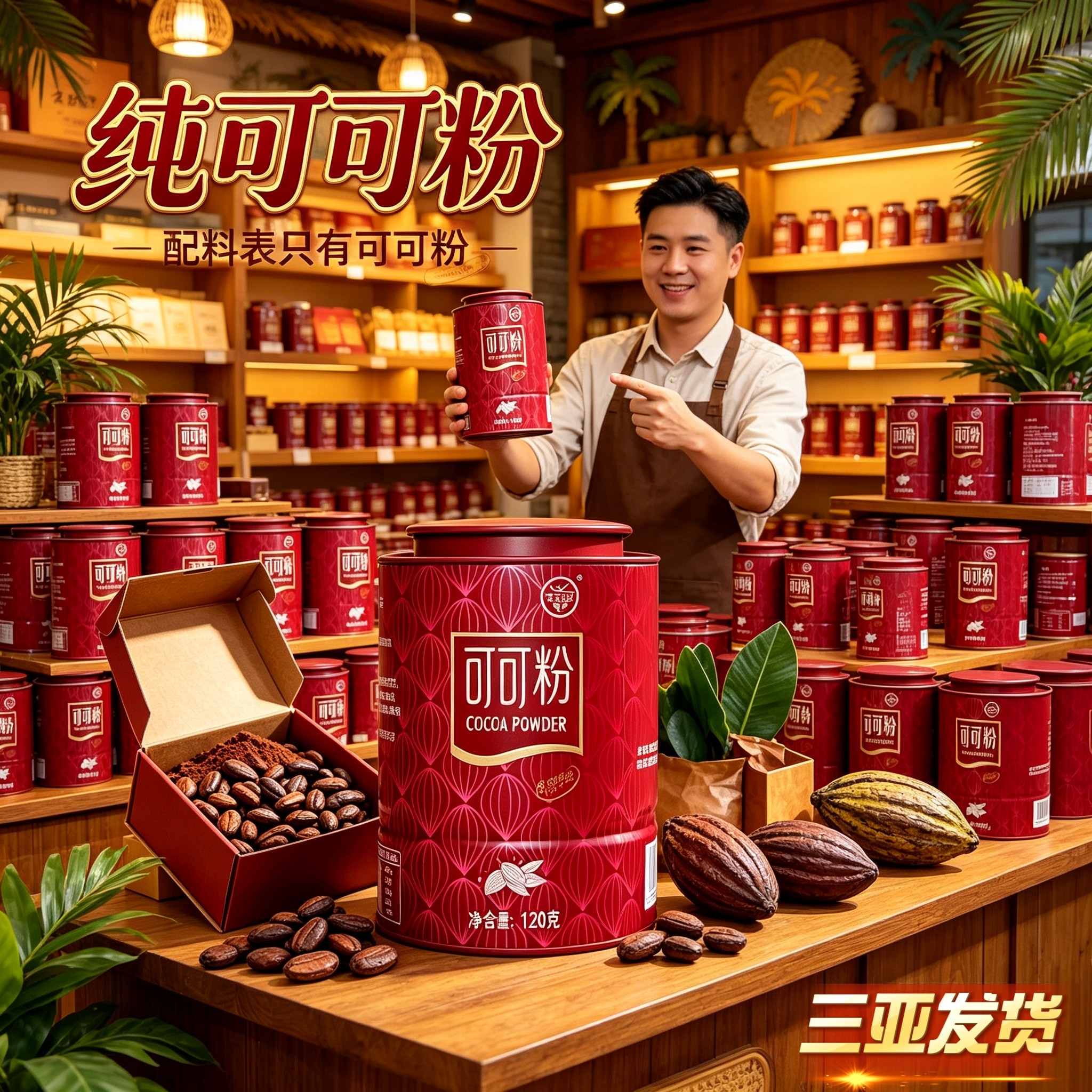 兴科可可粉120克X2罐装低可可脂未碱化糕点烘焙热生巧克力粉冲饮