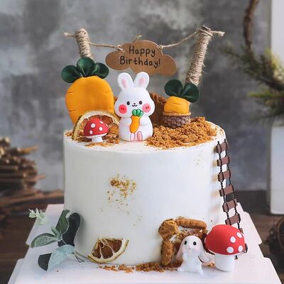 Easter Bunny  Cake Topper Woodland Animal Rabbit Carrot