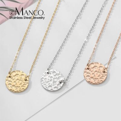 eManco Gold Coin Necklace Stainless Steel malist Cicle