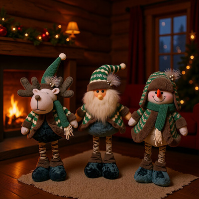 Chistmas Decoations Doll Blue Snowman Elk Fabic Doll Doll