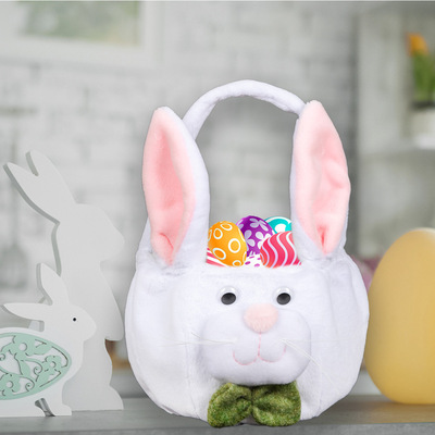 Easte Bag Egg Decoation Plush Bunny Tote Bag With Flowe