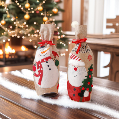 New Chistmas Decoations Imitation Linen Wine Bottle Cove Fo