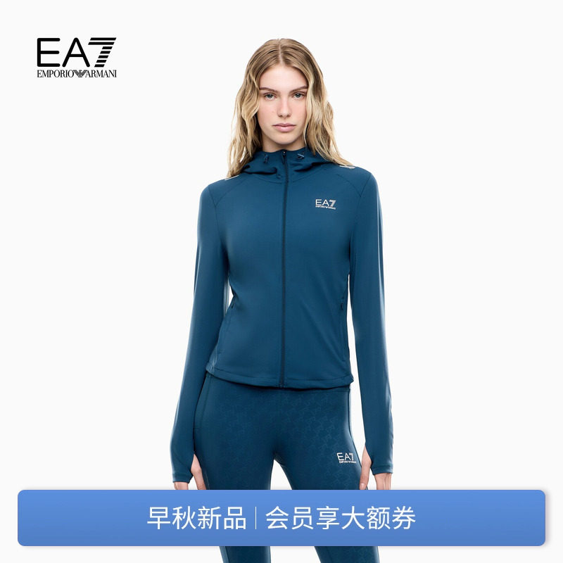 EMPORIO ARMANI/阿玛尼EA7/秋新款女士连帽拉链印花运动夹克外套