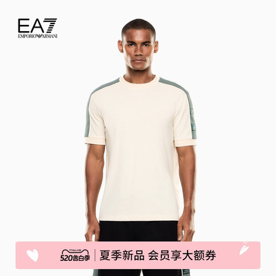 EA7/阿玛尼男士圆领短袖运动T恤