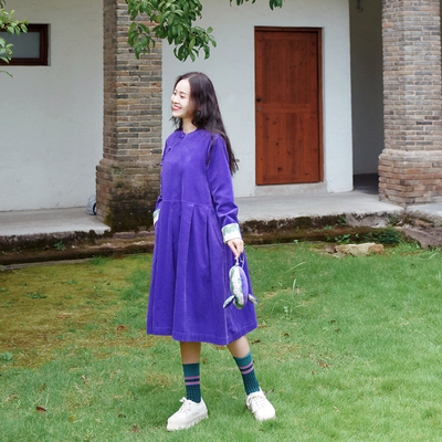 灯芯绒文艺复古娃娃裙