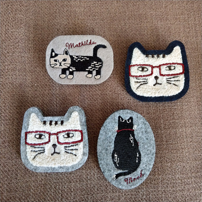 胸针毛毡猫咪刺绣日式