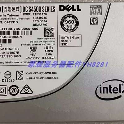 / 960G SSD SATA 6 04T7DD S4500 960GB 固态 硬盘议价