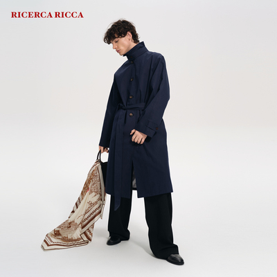 【RiRi】Ricerca Ricca 轻奢通勤翻领单排扣廓形中长款风衣外套男