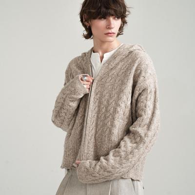 Retro21羊毛扭花针织拉链毛衣