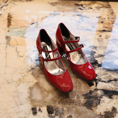 fanfanfant粗跟圆头复古玛丽珍