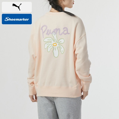 PUMA彪马圆领印花卫衣女春季新款运动服宽松长袖套头衫上衣6268