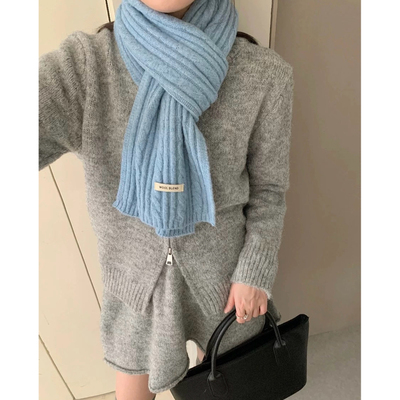 Carrier 韩系麻花羊毛混纺针织围巾情侣冬季保暖百搭亲肤软糯围脖
