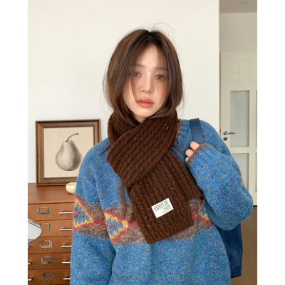 Carrier 韩国轻奢eretm.款彩点麻花针织围巾女秋冬软糯情侣款围脖