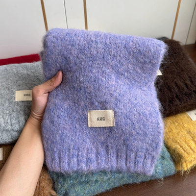 Carrier Ggg韩版混色软糯糯羊毛围巾氛围感薰衣草紫保暖显白围脖