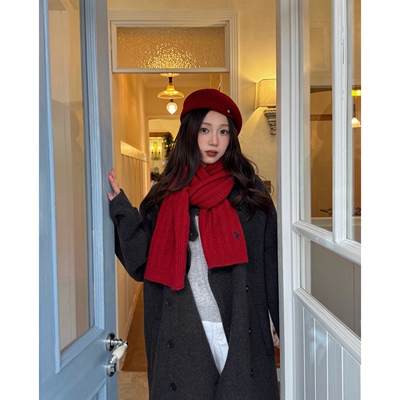 Carrier 日系高品质小马刺绣羊毛针织围巾亲肤柔软情侣款百搭围脖