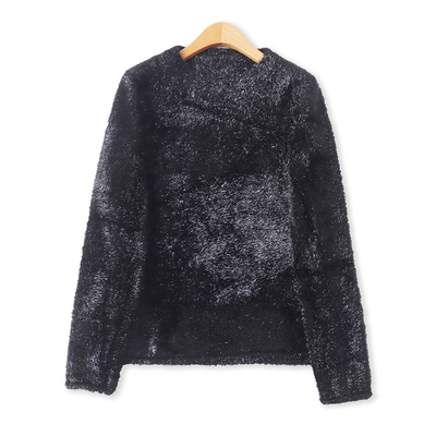 羽毛亮丝毛衣  秋冬新款外贸女装时尚简约圆领套头长袖上衣32649