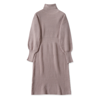 高领毛衣裙 秋冬新外贸女装时尚高领套头长袖收腰显瘦连衣裙32473