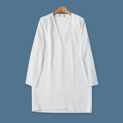 通勤百搭连衣裙  秋季新款外贸女装简约V领套头长袖显瘦短裙32840