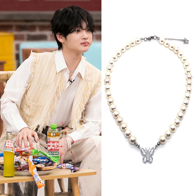 周震南同款钛钢男女蝴蝶项链