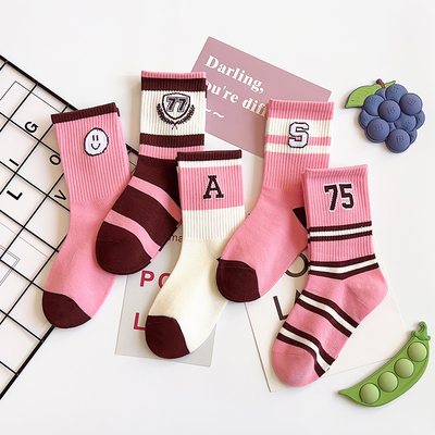 学院风长筒秋冬字母儿童篮球袜
