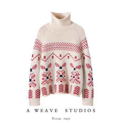 纯山羊绒重磅加厚高领插肩袖宽松