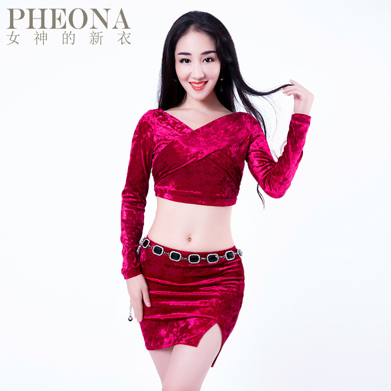 福利款 女神的新衣肚皮舞练功服丝绒性感短裙套装特价表演出服X83