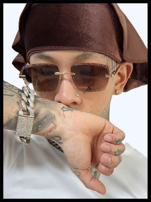 欧美简约无框太阳镜花纹切片