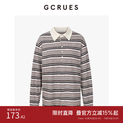 GCRUES复古撞色条纹polo衫女秋