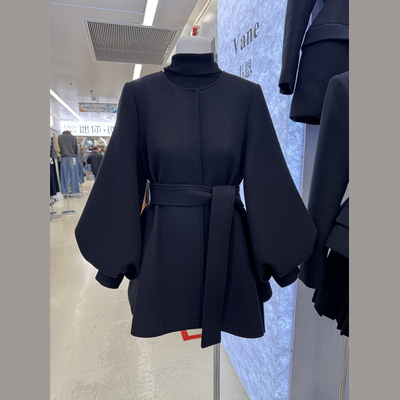VANE百搭系带呢子大衣