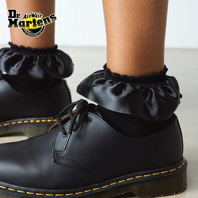 Dr.Martens马丁博士Satin Frill Socks缎面花边时尚黑色中筒袜