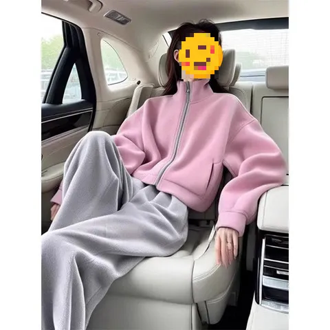 早春阔腿裤粉色显高小个子休闲套装韩系2025春装