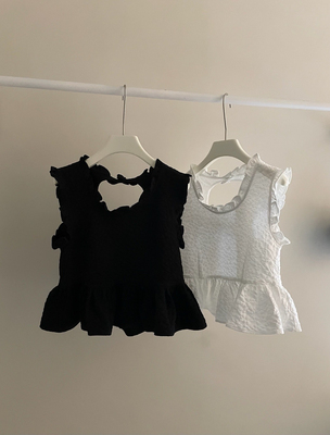 春夏新品韩国handwash可爱甜美荷叶边裙摆无袖镂空背心女均码上衣