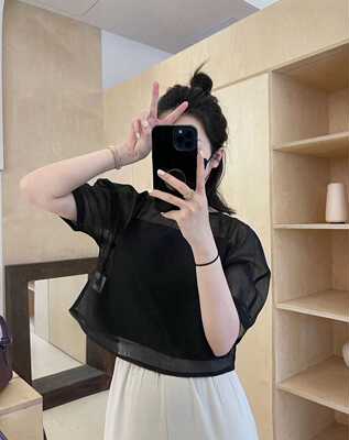 韩国夏季新品verso新品网纱吊带两件套通勤气质知性女上衣均码
