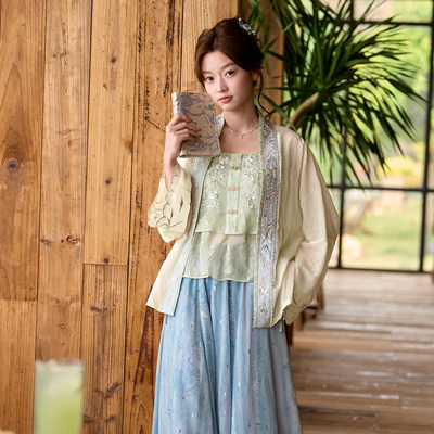 刺绣破肩对襟衫新中式国风汉服女