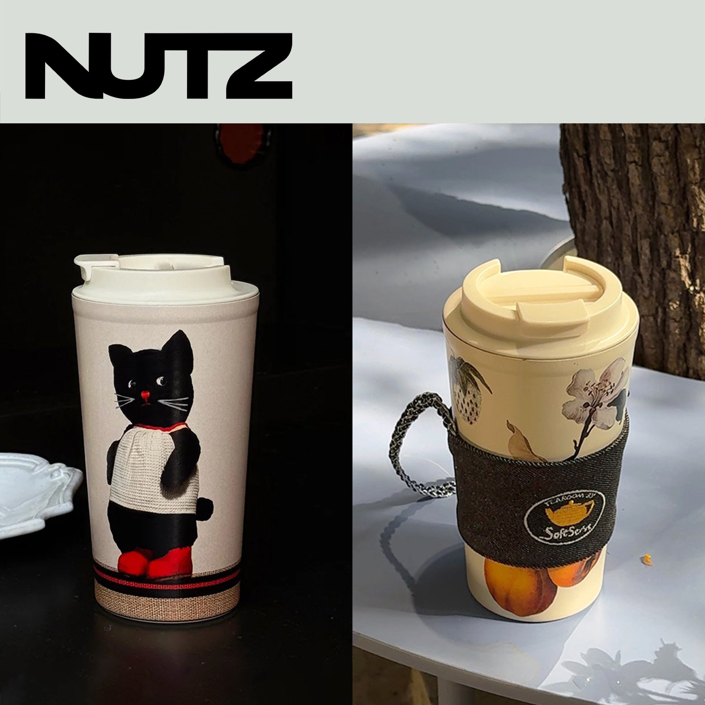 NUTZ柔软供应SoftServe随行杯苹果猫水果不锈钢保温保冷杯带杯套