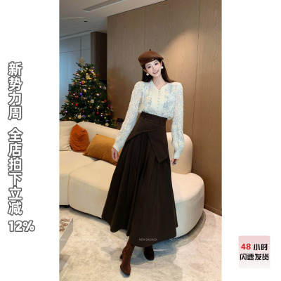 利达NEWDADADA高腰裙配毛衣一片式半身裙女秋冬高腰长裙子CEM4106