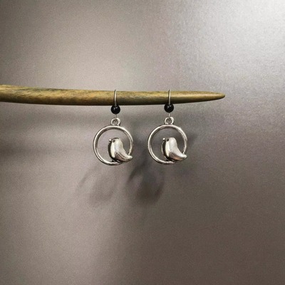 Vintage古着 Night Circle Bird耳饰