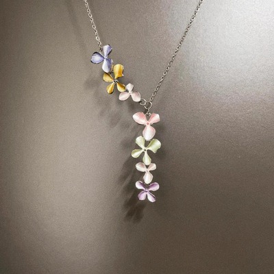 Vintage古着 Colorful-plated flowers项链