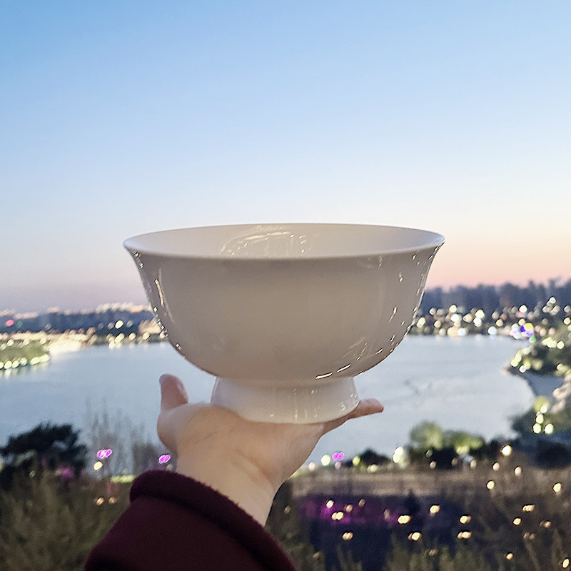 骨瓷【华虫以章】家用瓷碗欧盟认证防烫高足米饭碗面碗汤碗可微波