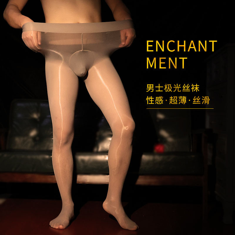 【瘾】男士极光超薄丝袜囊袋jj套一体性感油亮丝滑马油袜情趣丝袜