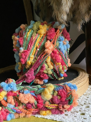 特色线diy编织彩豆毛线彩色球球彩虹色段染豆豆纱包包材料100g