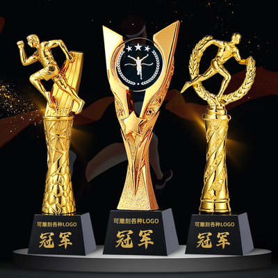 跑步比赛水晶奖杯定制小金人接力赛长跑马拉松学校体育运动会冠军