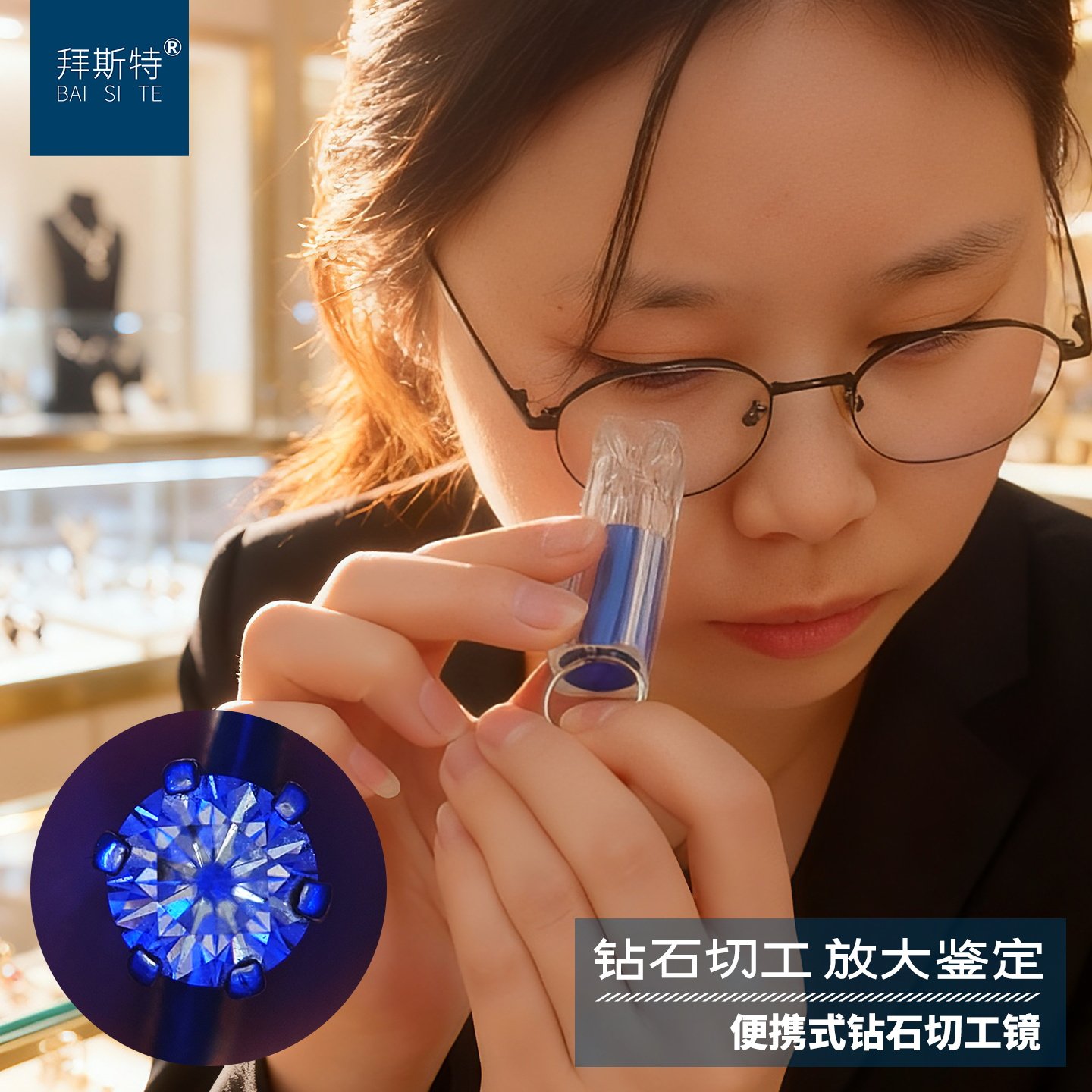 珠宝直播用八箭八心钻石切工镜珠宝检验检测鉴定工具放大钻戒观察