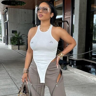 欧上美圆潮流装新款感装辣体妹领空连裆性体立饰连女夏镂 衣