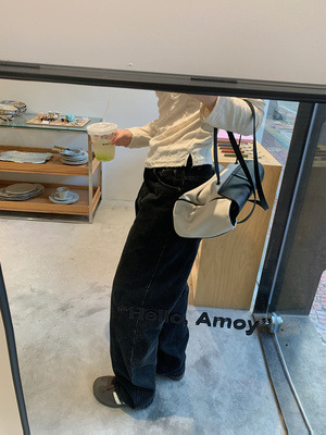 阔腿宽松直筒长裤牛仔秋季中低腰