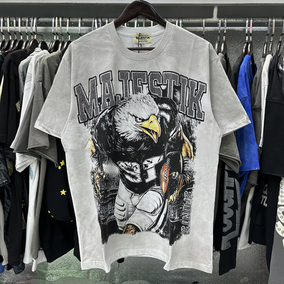 MAJESTIK Eagle Football Graphic Crop Tee烫钻LOGO青年男女短袖