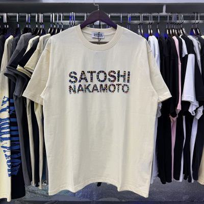 SATOSHI NAKAMOTO STUDDED LOGO TEE青年男女百搭潮牌夏季短袖