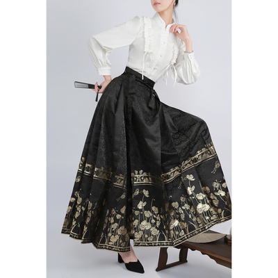 原创设计知虞中国风改良汉元素汉服女新中式衬衫马面裙套装8711